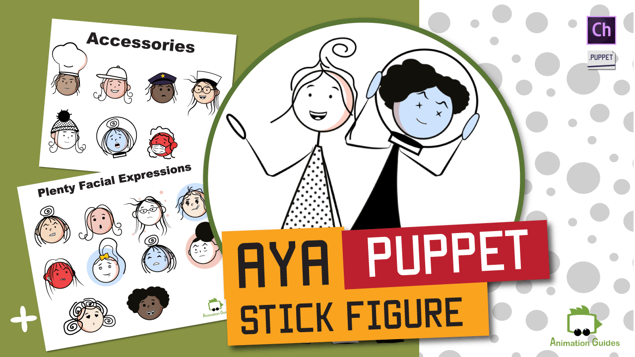 Aya Stylized Female Stick Puppet for Adobe Ch