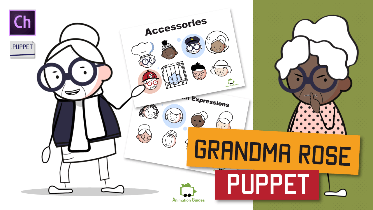 Grandma Rose Customizable Stick Figure Puppet for Adobe Ch