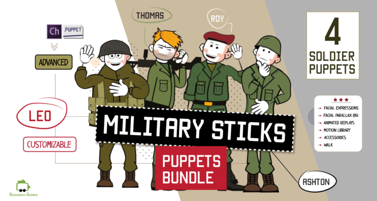 Military Sticks Puppets Bundle - Soldiers Leo, Thomas, Ashton and Roy