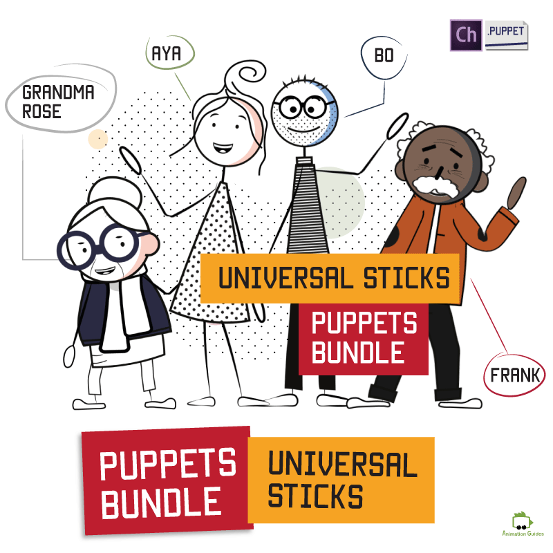 Universal Sticks Puppets Bundle - Bo, Aya, Frank and Rose - Animation ...