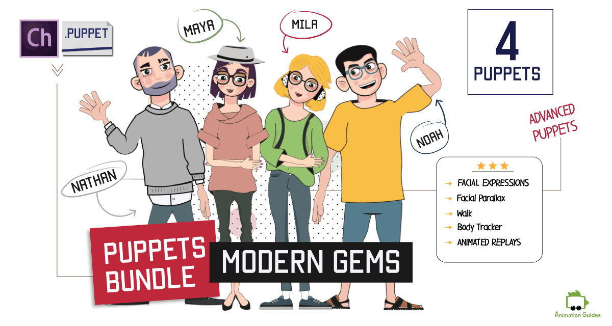 Modern Gems Puppets Bundle - Mila, Nathan, Noah and Maya